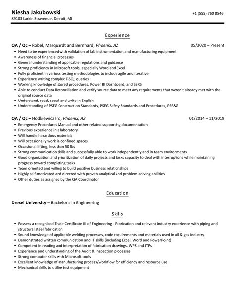 QA Qc Resume Samples Velvet Jobs QA Qc Resume Samples Velvet Jobs
