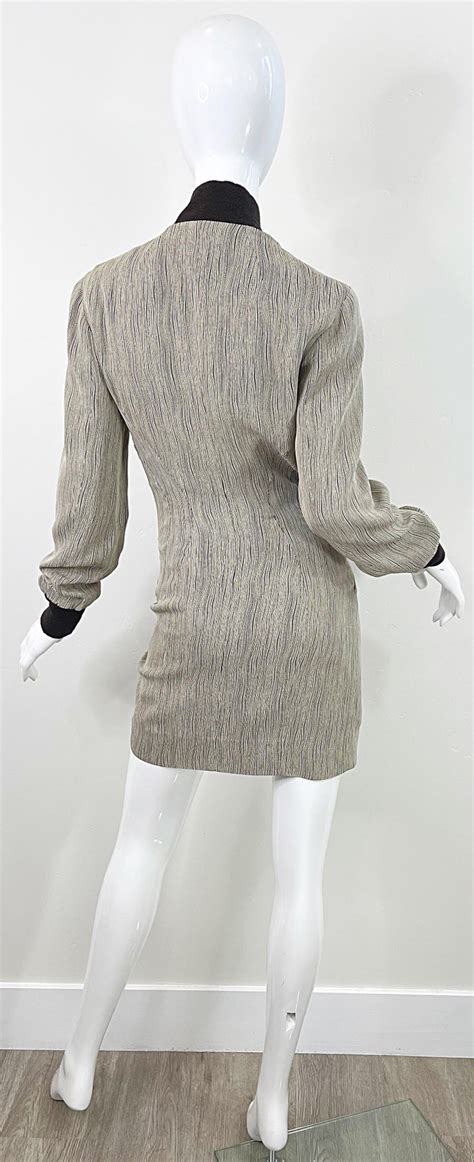 Byron Lars 1990s Tan Brown Avant Garde Zipper Rayon Vintage 90s Mini