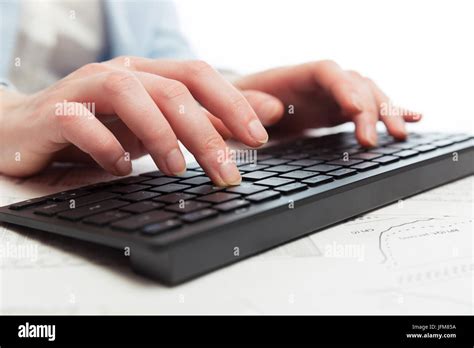 Business Woman Using Computer Keyboard Stock Photo Alamy