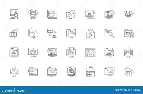 Cyber Security Line Icons Collection Firewall Malware Encryption
