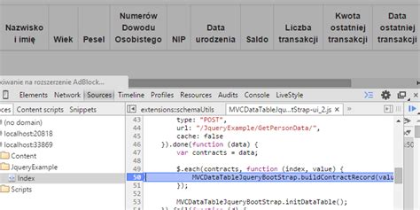 DataTable JQuery Bootstrap ASP NET MVC Uzupelnienie Tabelki