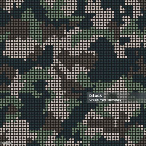추상적인 하프톤 이음새가 없는 위장 지도된 작풍 짜임새 짙은 카키색 녹색의 도트 패턴 카모 디지털 배경 벡터 픽셀 아트 벽지 정사각형 구성에 대한 스톡 벡터 아트 및 기타