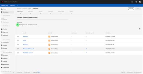 Create A Generic Odata Source Connection In The Ui Adobe Experience Platform