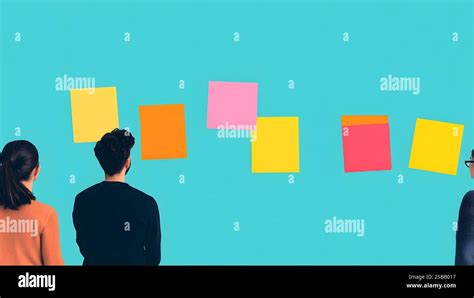 Vibrant Workspace Brainstorming With Colorful Sticky Notes In Flat Design Of A Creative Office