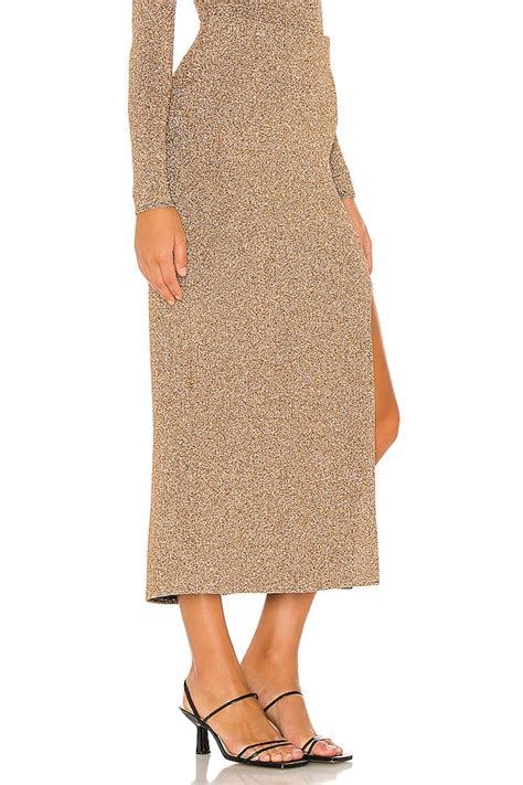 Show Me Your Mumu Miracle Midi Skirt In Gold Shinny Shine Revolve
