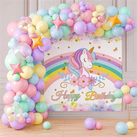 98pcs Rainbow Unicorn Theme Party Decorations Set Flower Unicorn