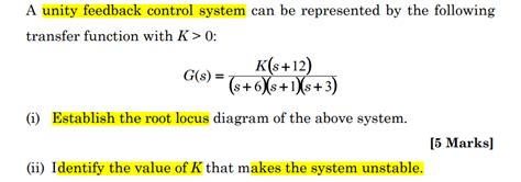 A Unity Feedback Control System Can Be Studyx