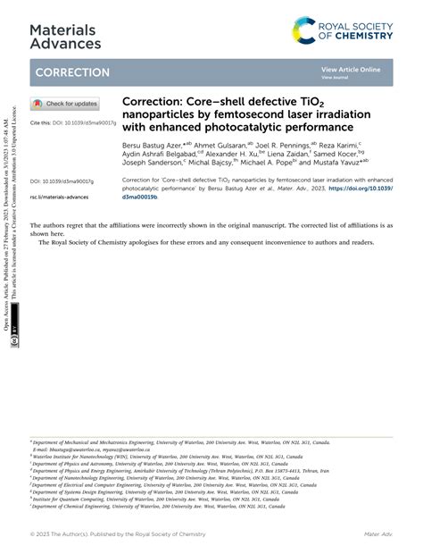 Pdf Correction Core Shell Defective Tio 2 Nanoparticles By Femtosecond Laser Irradiation With