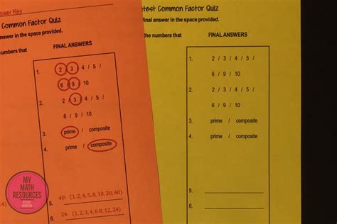 My Math Resources Quiz Divisibility Rules Primes And Composites