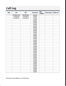 Call Record Sheet Document Hub