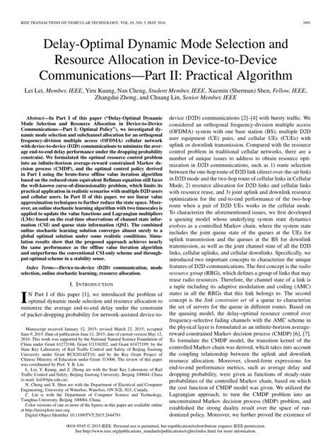 Pdf Delay Optimal Dynamic Mode Selection And Resource Allocation In Device To Device