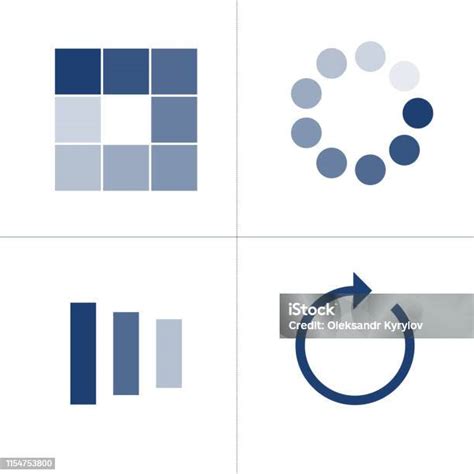 다른 모양 사각형 원형 화살표와 함께 설정 하는 아이콘을 로드 합니다 버퍼 로더 또는 프리로더 로드 또는 업로드 간단한 웹 다운로드의 컬렉션입니다 벡터 일러스트 0명에 대한