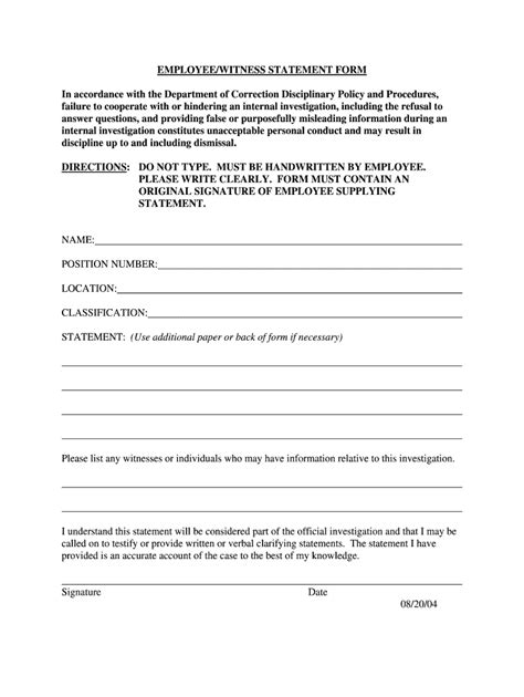 Employee Statement Form Fill Out And Sign Online Dochub