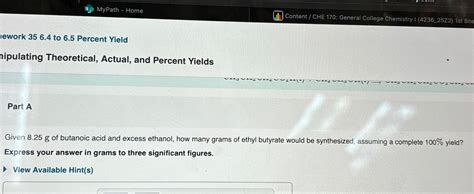 Solved Ework To Percent Yieldnipulating Chegg