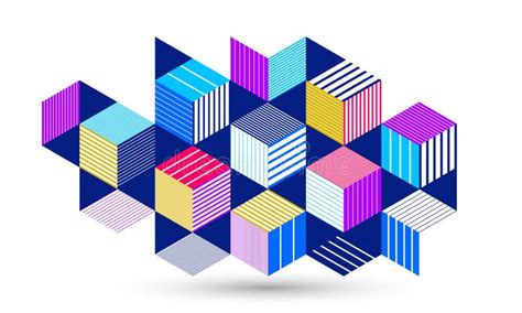 Abstract Vector Wallpaper With 3d Isometric Cubes Blocks Geometric Construction With Blocks