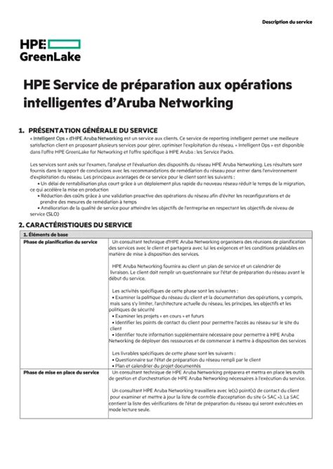 Hpe Aruba Networking Intelligent Operations Readiness Service