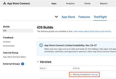 Flutterapp Store Connecttestflight Builds Missing Compliance