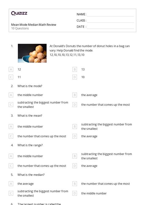50 Mean Median And Mode Worksheets For 3rd Class On Quizizz Free