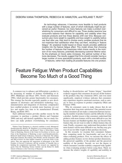 Jmr Feature Fatigue Pdf Usability Cognition