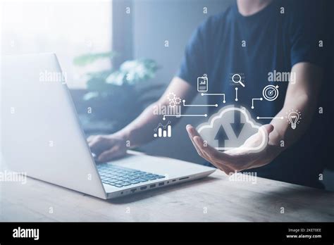 Cloud Computing Technology On Hand Of Businessman Man Is Using