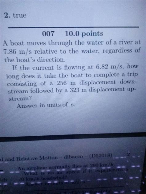 Solved 2 True 007 10 0 Points A Boat Moves Through The
