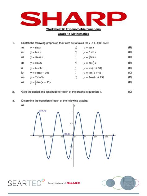 Worksheet 6 Trigonometric Functions Grade 11 Mathematics Pdf