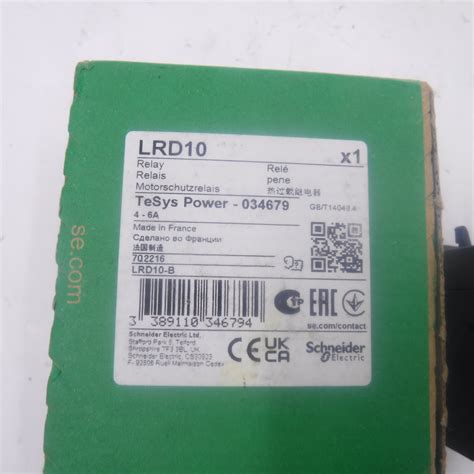 Schneider Lrd10 Tesys Power 034679lrd Thermal Overload Relay 4 6a