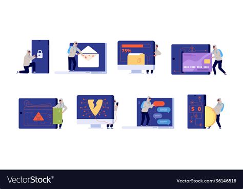 Hackers Characters Web Thief Hacker Data Vector Image