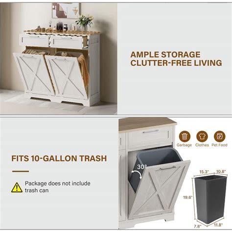 Kitchen Wooden Double Tilt Out Trash Can Cabinet With 2 Drawer Fits 10