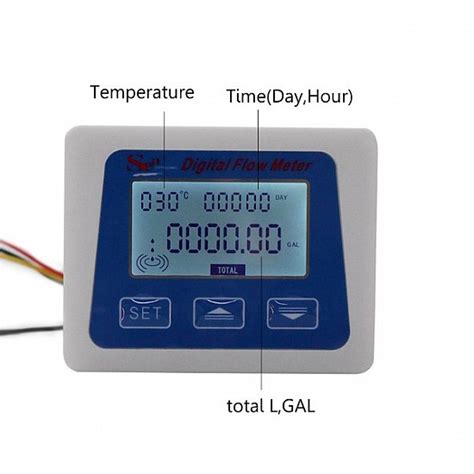 Digital LCD Display Water Flow Sensor Meter Temperature Time Record With G Flow Sensor