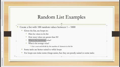 Loops N Lists Pt Ii Youtube