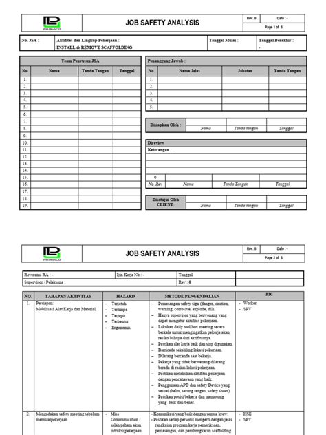 Jsa Install Scaffolding Pdf Jsa Install Scaffolding Pdf
