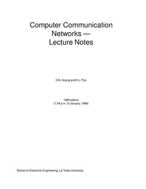 pdf computer communication networks—lecture notes