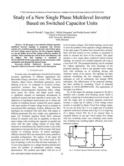 PDF Study Of A New Single Phase Multilevel Inverter Based On Switched Capacitor Units