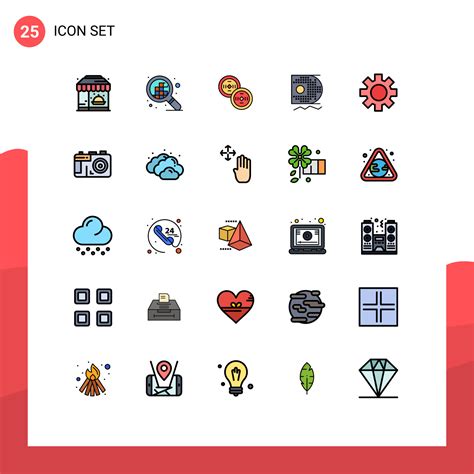 25 User Interface Filled Line Flat Color Pack Of Modern Signs And Symbols Of Global Gear China