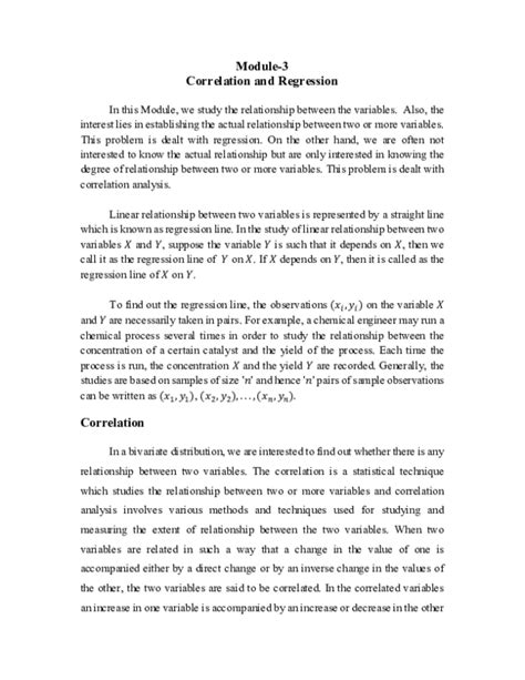 Pdf Module 3 Correlation And Regression