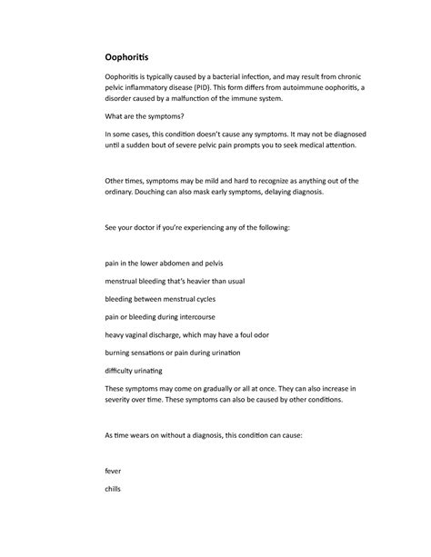 Oophoritis Wps Office Oophoritis Oophoritis Is Typically Caused By A Bacterial Infection And