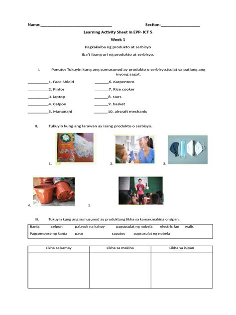 Learning Activity Sheet Epp Week 1 Pdf
