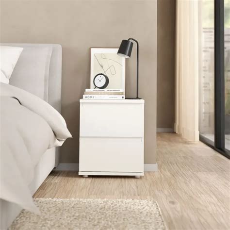 Comodo Comodino Colore Bianco Con Due Cassetti
