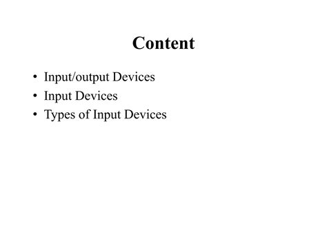 Input Output Devices Input Devices Types Of Input Devices PDF