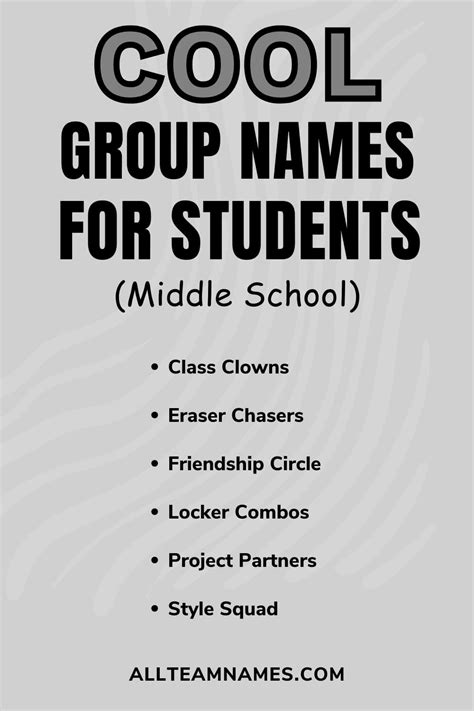 189 Best Student Group Names According To Grade Level