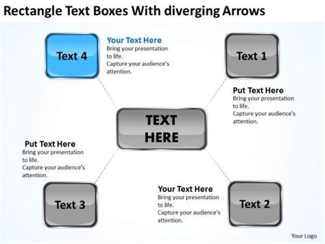 Rectangle Text Boxes With Diverging Arrows Chart Cycle Process PowerPoint Slides
