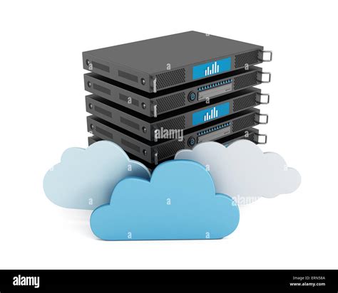 Cloud Computing Concept With Server Rack And Cloud Shapes Stock Photo Alamy