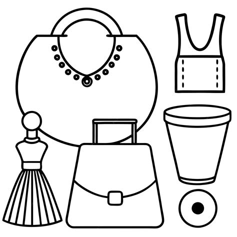 Premium Vector Women Objects Set Outline Coloring Book Page Line Art