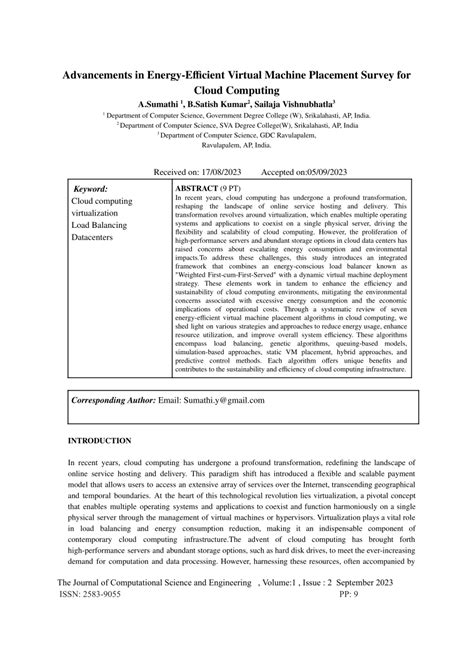 PDF Advancements In Energy Efficient Virtual Machine Placement Survey
