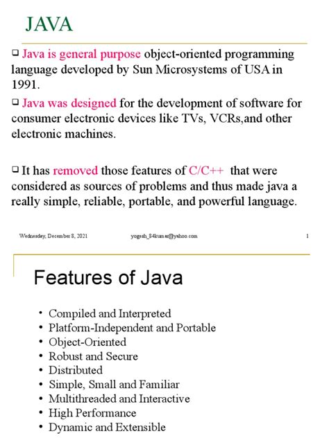 Java Is General Purpose Wednesday December 8 2021 1 Pdf Java Programming Language