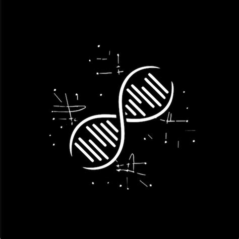 Dna 텍스트 로고 템플릿 검정 배경 과학 로고타입 개념 화학 상징 문신 벡터 그림에 나선 구조의 흰색 아이콘 프리미엄 벡터