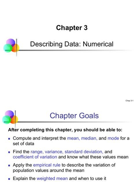 Chap03 Numerically Describing Data Pdf Mean Median