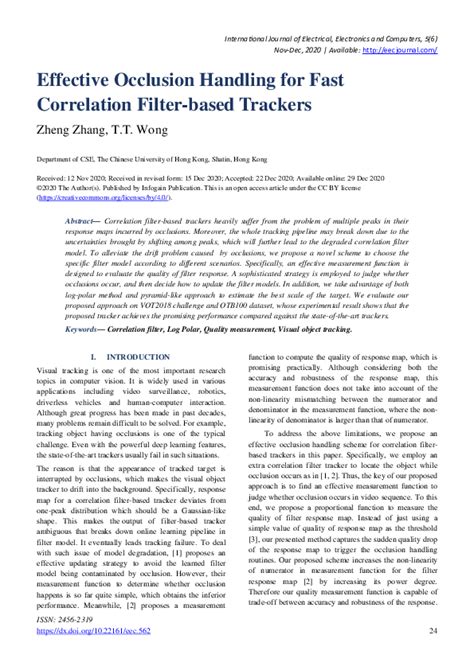 Pdf Effective Occlusion Handling For Fast Correlation Filter Based Trackers