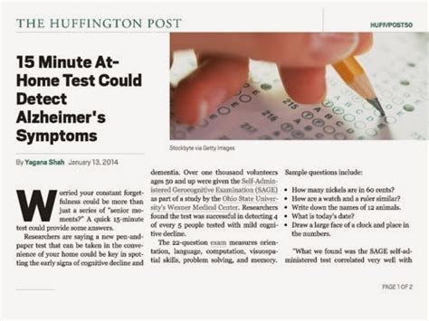 Iqs Corner Article 15 Minute At Home Test Could Detect Alzheimers